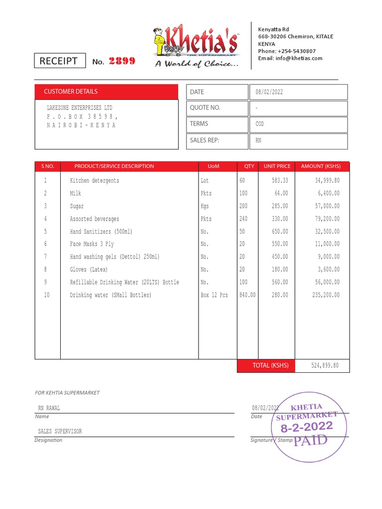 Khetia Receipt | PDF | Drink | Nutrition