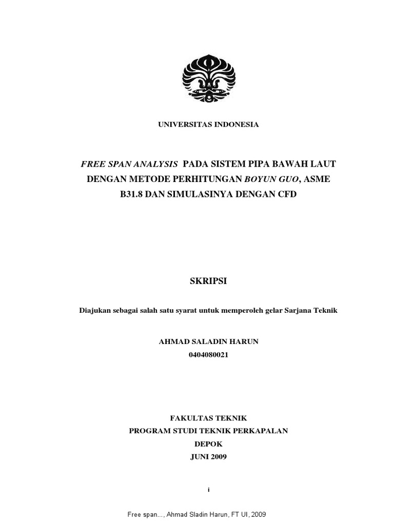 Free Span Analysis Pada Sistem Pipa Bawah Laut | PDF