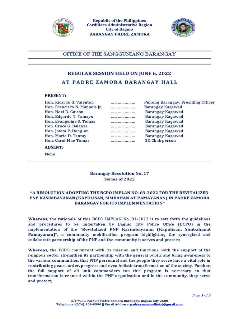 Kasimbayanan Resolution | PDF | Government