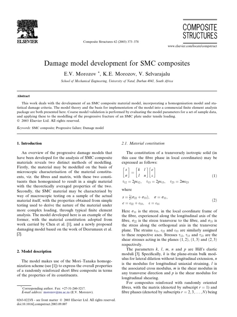 SMC Composite Damage Model Development | PDF | Young's Modulus ...