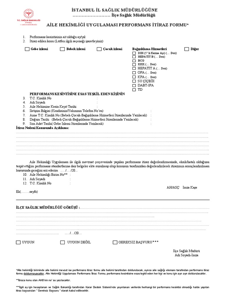 EK 2 Performans İtiraz Formu | PDF