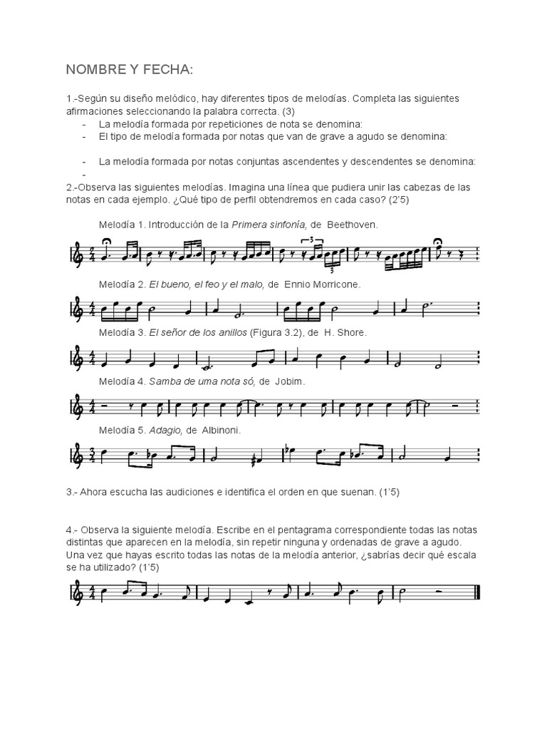 Tipos de Melodías y Ejercicios Musicales | PDF | Arte