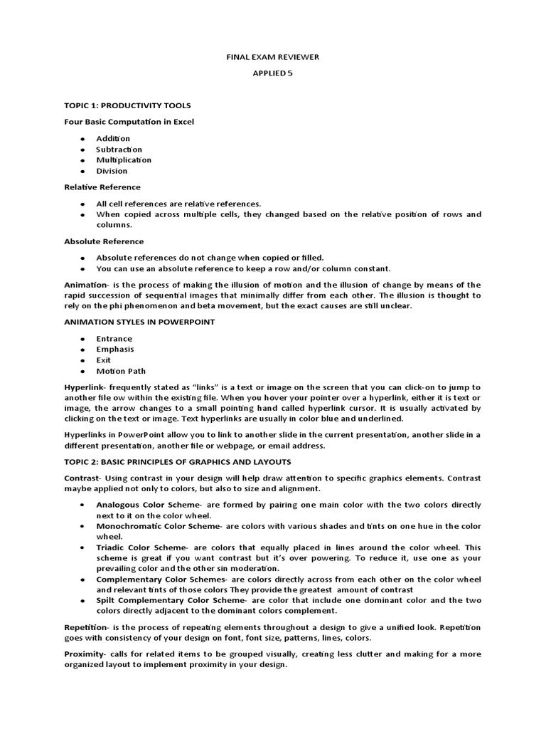 Final Exam Reviewer | PDF | File Format | Infographics
