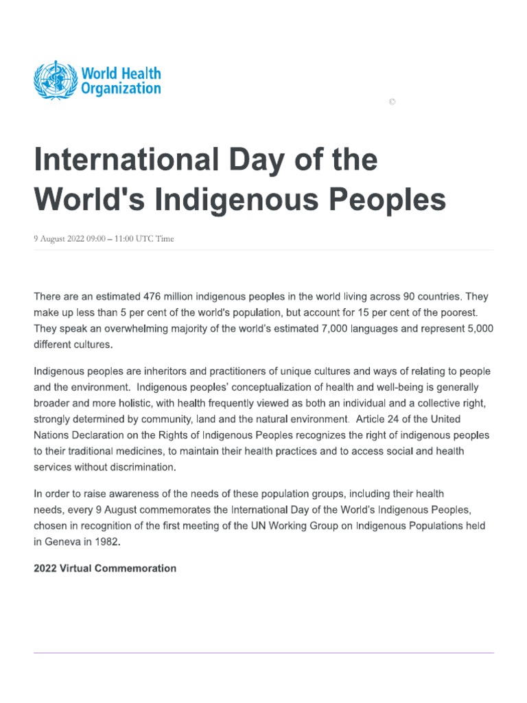 International Day of The World's Indigenous Peoples | PDF