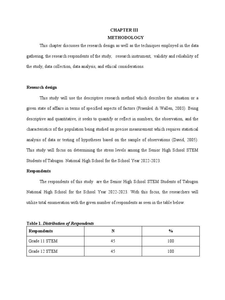 Chapter 3 SHS | PDF | Validity (Statistics) | Survey Methodology