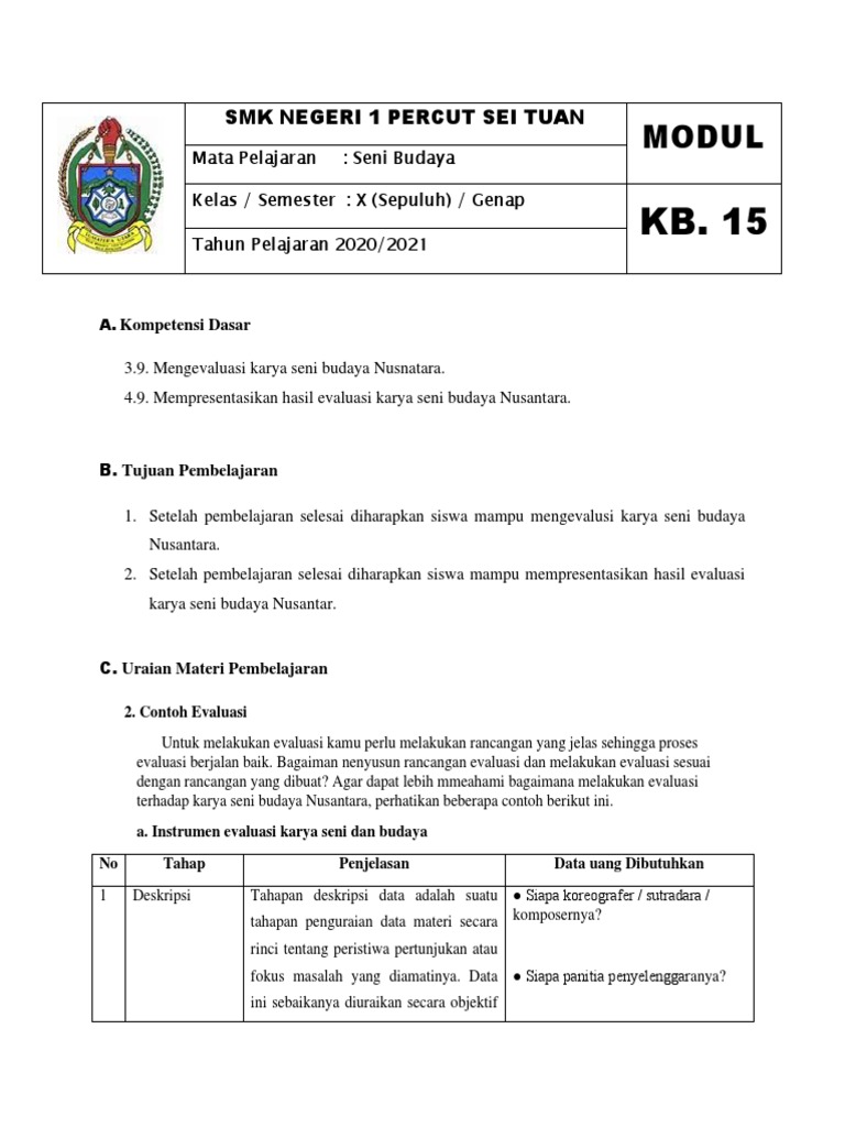 Modul: SMK Negeri 1 Percut Sei Tuan | PDF | Seni