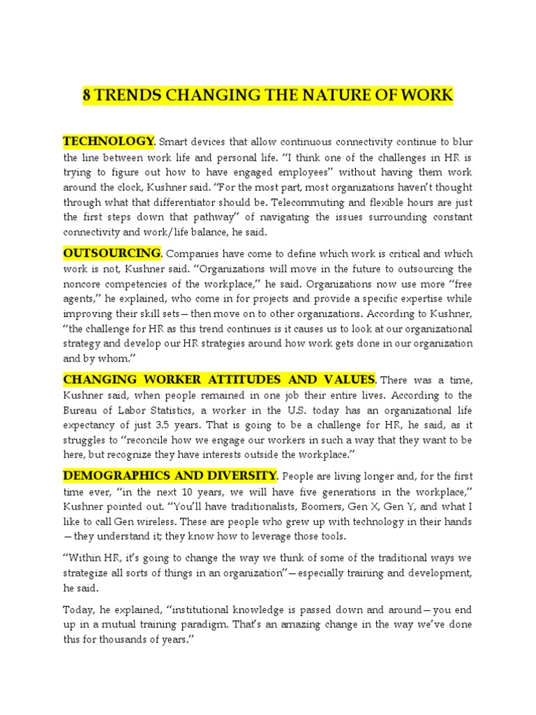 Trends Changing The Nature of Work | PDF | Learning | Leadership