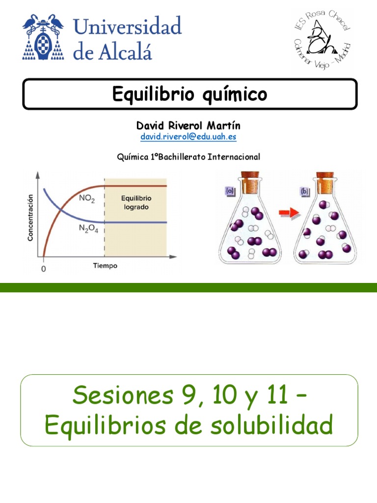 Equilibrio Sesión 9, 10 y 11 - Resumen de Clase | PDF | Solubilidad | Equilibrio químico