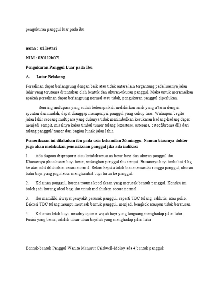 Pengukuran Panggul Luar Ibu Hamil | PDF | Sains & Matematika | Gaya Hidup