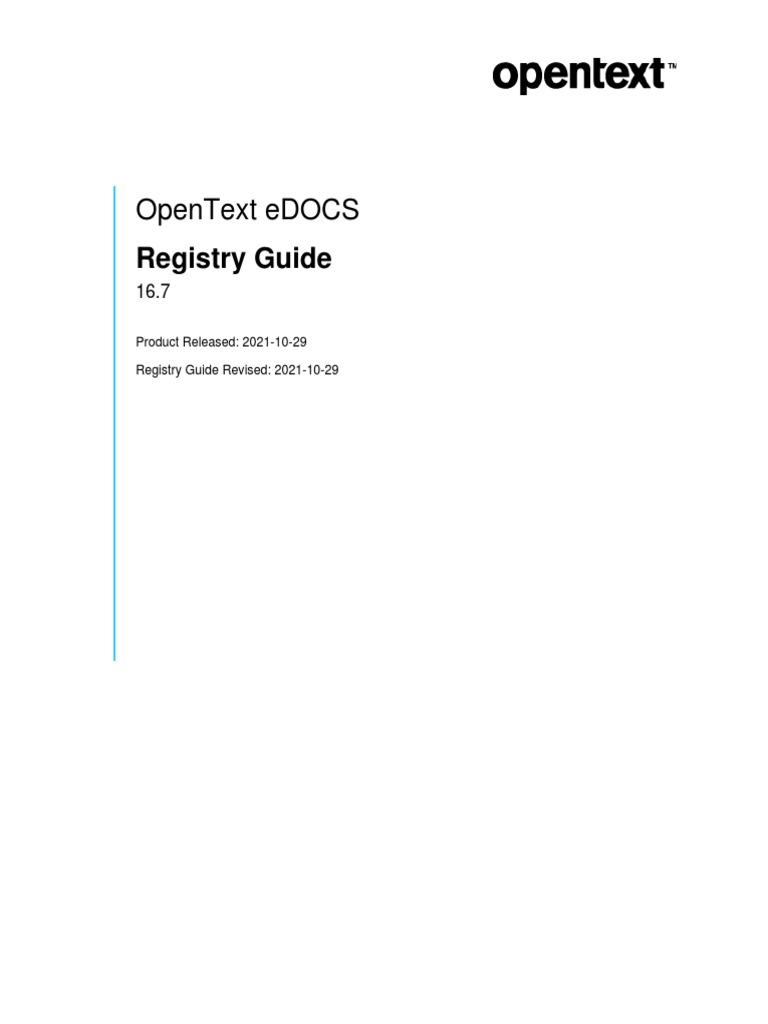 OpenText EDOCS DM 16.7 Registry Guide | PDF | Windows Registry ...