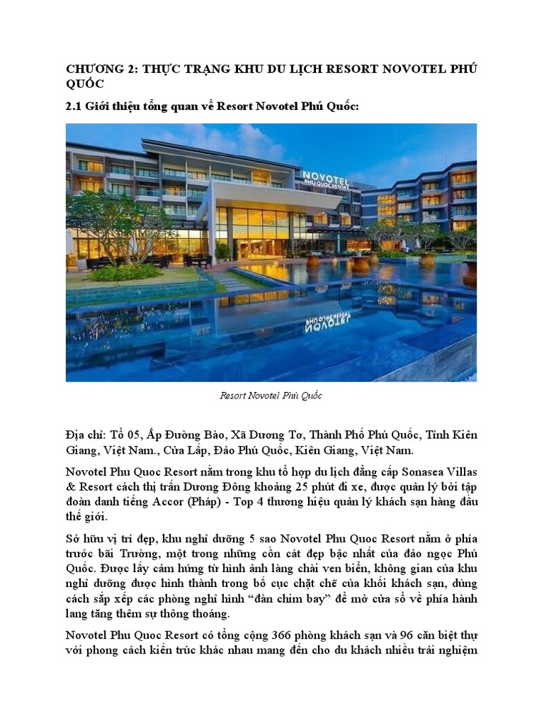 Chương 2 - TH C TR NG Khu Du Lịch Resort Novotel Phú Quốc | PDF
