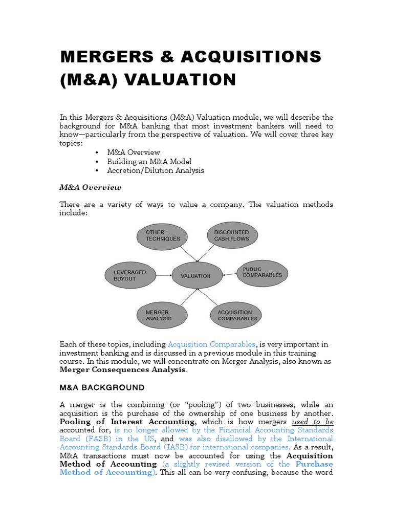 Mergers & Acquisitions Valuation | PDF | Mergers And Acquisitions | Stocks Mergers & Acquisitions Valuation | PDF | Mergers And Acquisitions | Stocks
