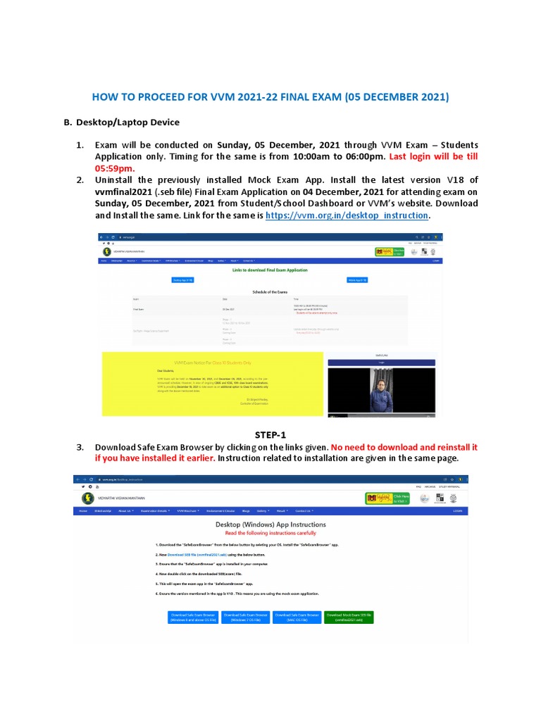 VVM 2021-22 Final Exam Instructions | PDF | Computers