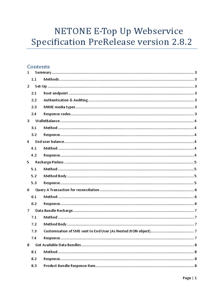 e-Top-Up Webservice 2.8.2 - NetOne PreRelease Version | PDF | Hypertext ...