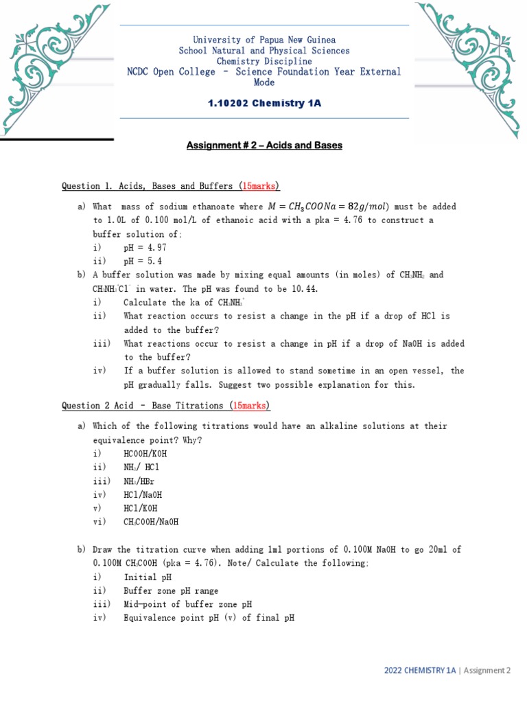 2022 OC Chem 1A - Assignment 2 | PDF