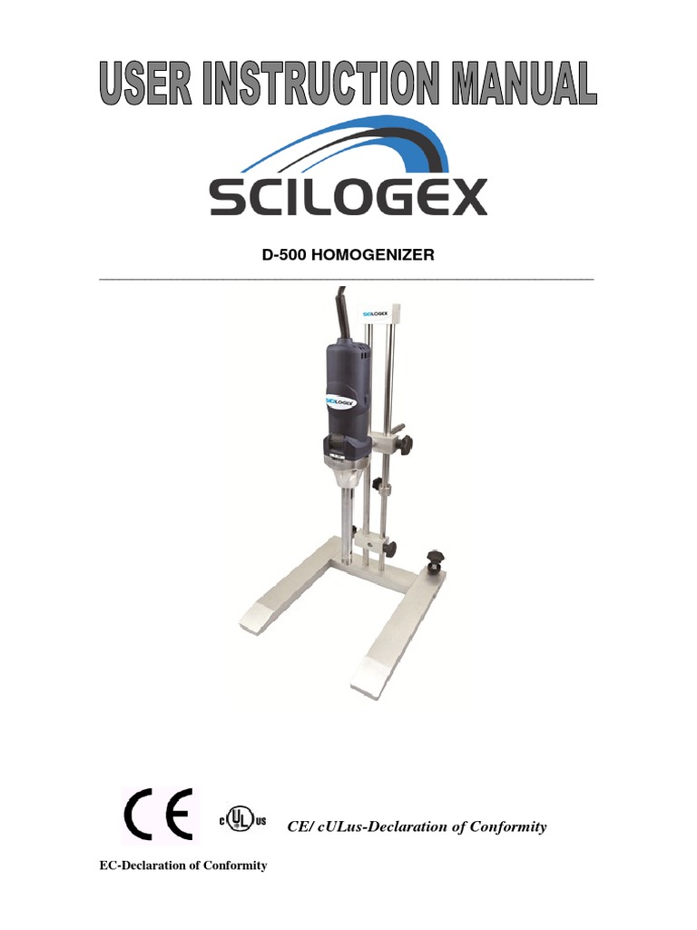 D-500 Homogenizer Manual | PDF | Sterilization (Microbiology) | Implied Warranty