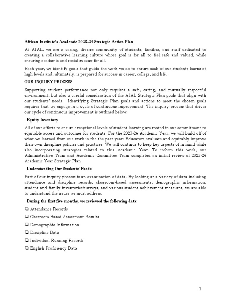 English Language Strategic Plan | PDF | Strategic Planning | Cognition