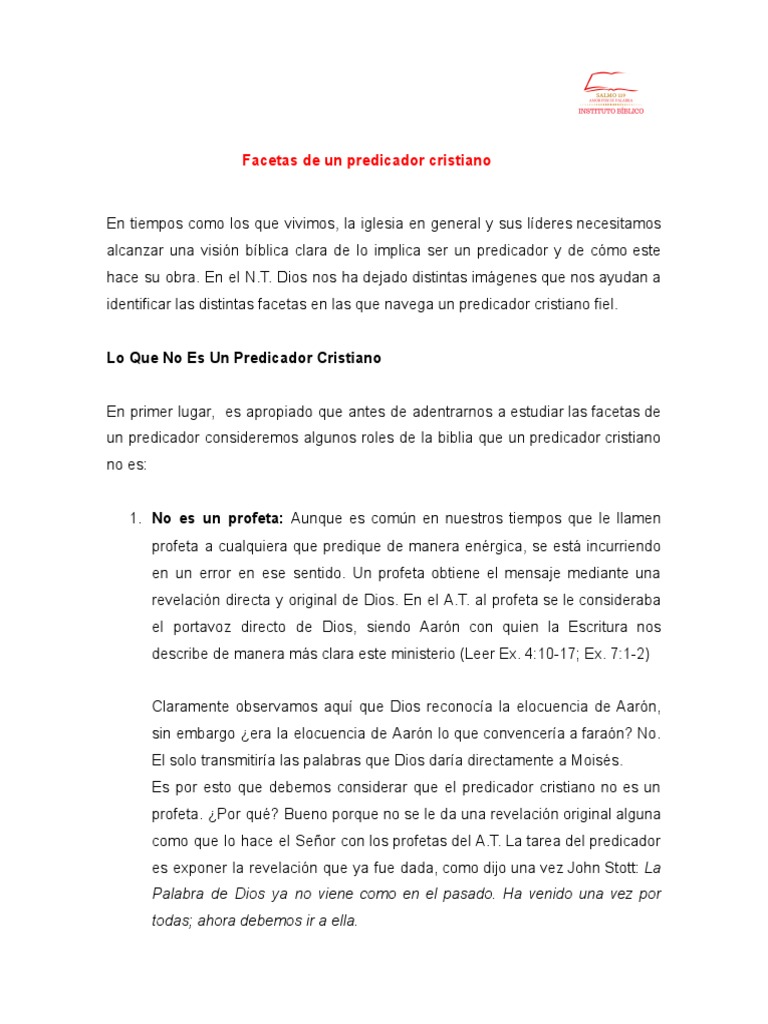 Facetas de Un Predicador Cristiano | PDF | Jesús | Biblia