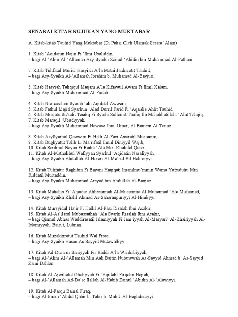 Senarai Kitab Rujukan Yang Muktabar | PDF