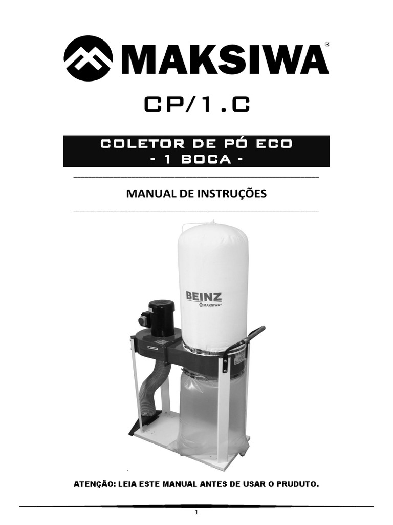 Manual Coletor de Po Com 1 Boca Eco CP 1c Maksiwa 110 220v | PDF | Motores | Parafuso