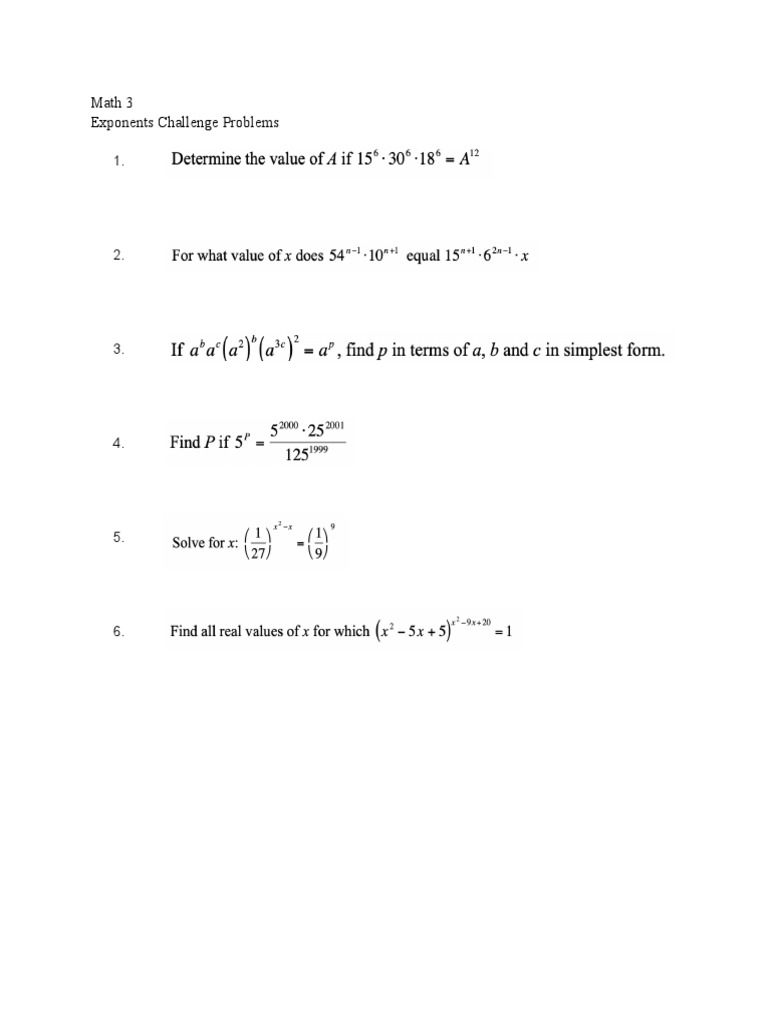 Exponents_Challenge_Problems | PDF