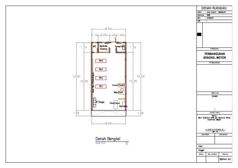 Denah bengkel skala 1:100 | PDF