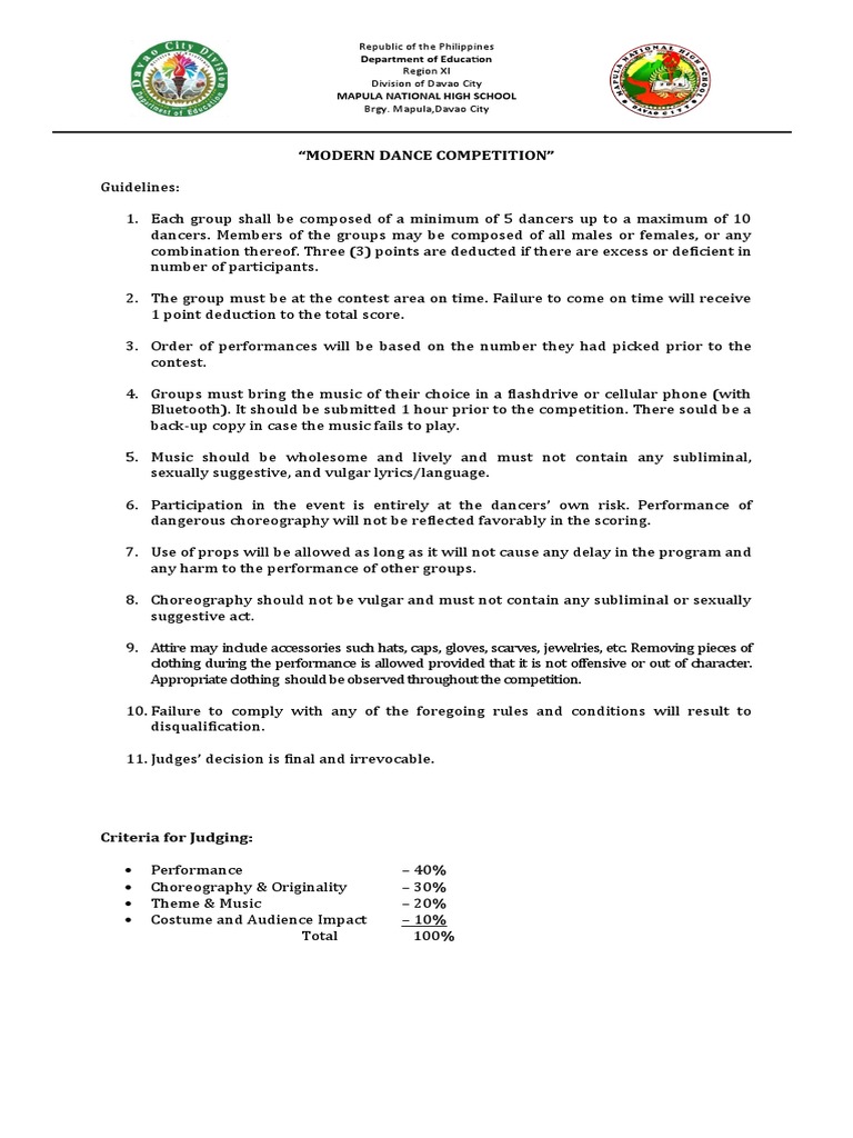 Modern Dance Competition Guidelines | PDF | Performing Arts