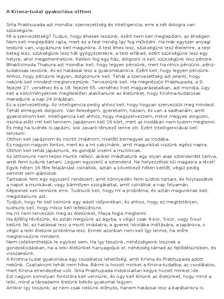 Bhakti Damodara Swami - A Krisna-Tudat Gyakorlása Otthon | PDF