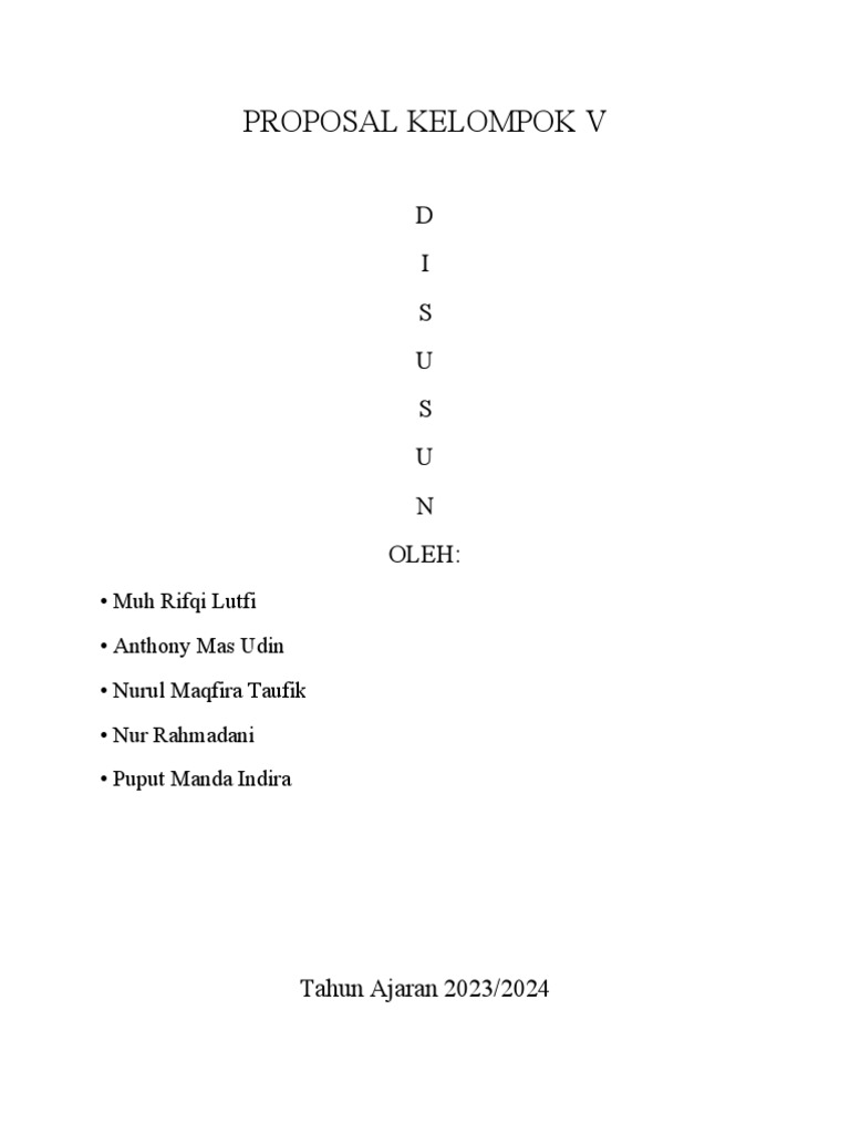 Proposal Kelompok V | PDF