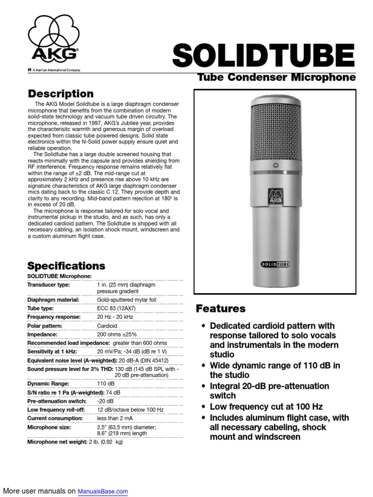 SOLID TUBE Tube Condenser Microphone | PDF | Microphone | Electrical Components