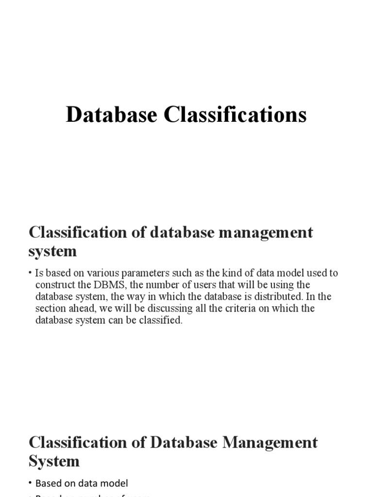 Database Classification Types | PDF | Databases | Data Model