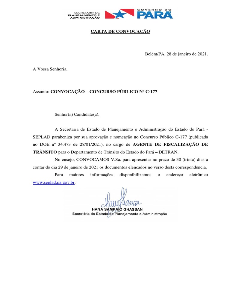 Carta de Convocação | PDF