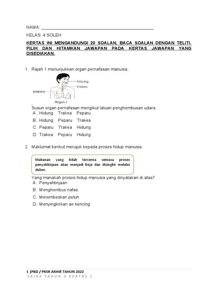 Sains Tahun 4 K1 | PDF | Sains & Matematika