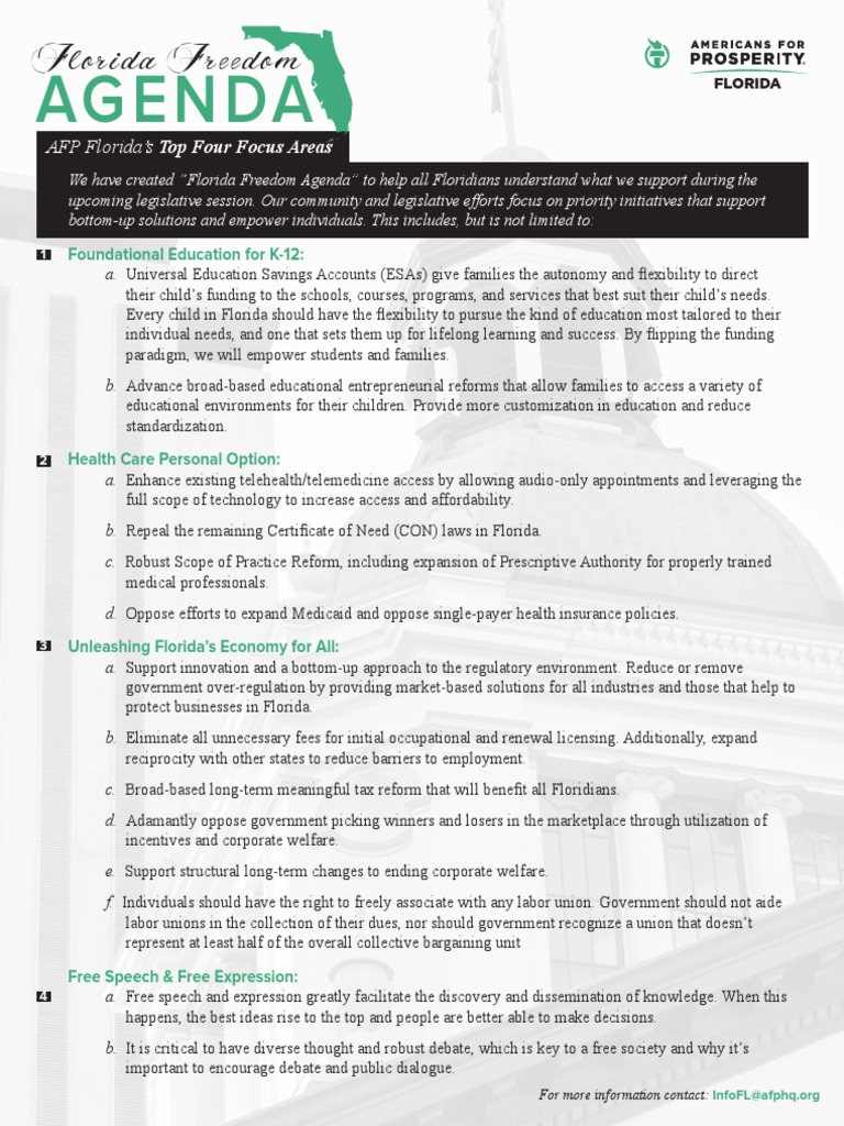 Florida Freedom Agenda Overview | PDF | Americans For Prosperity ...