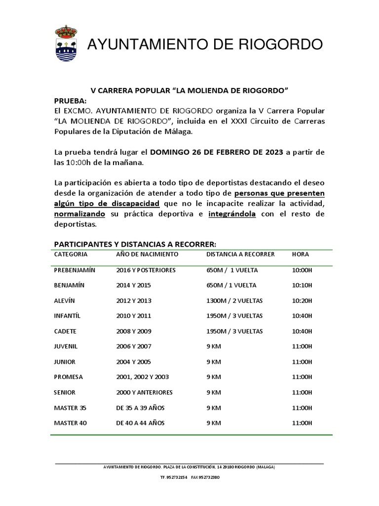 Carrera Popular en Riogordo | PDF