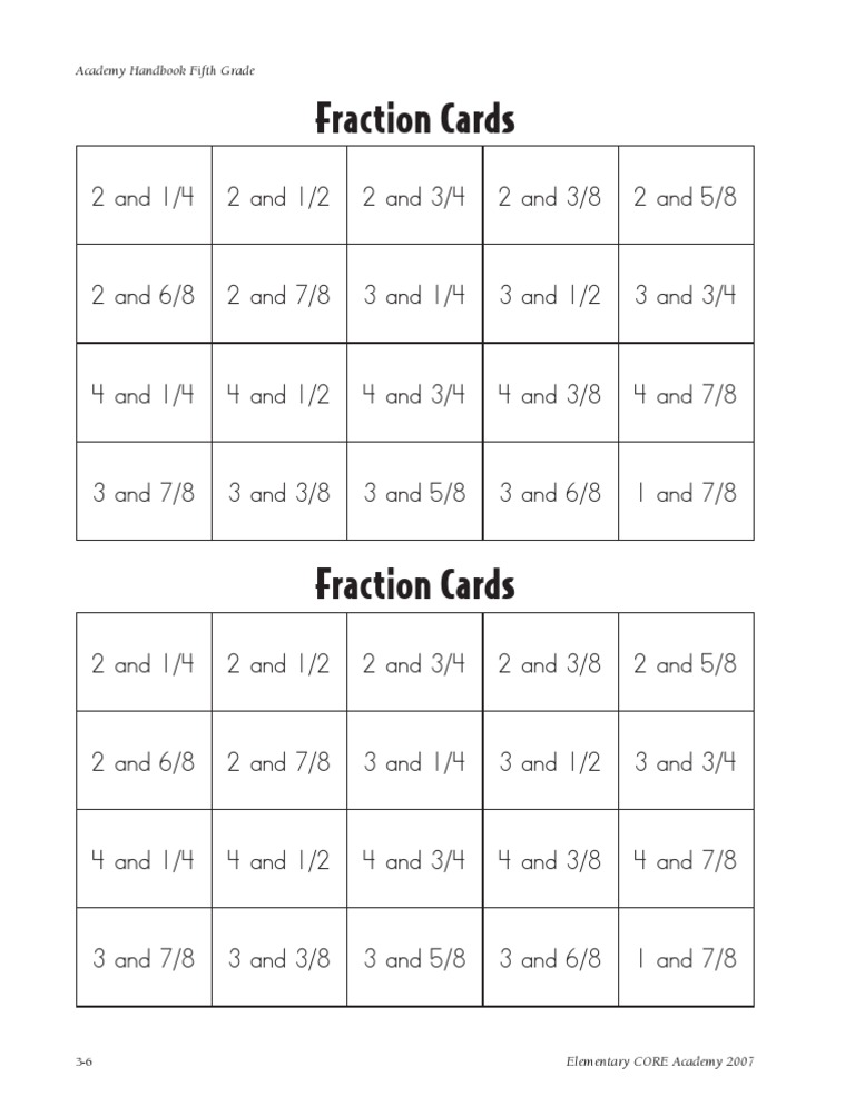 Fraction Cards | PDF