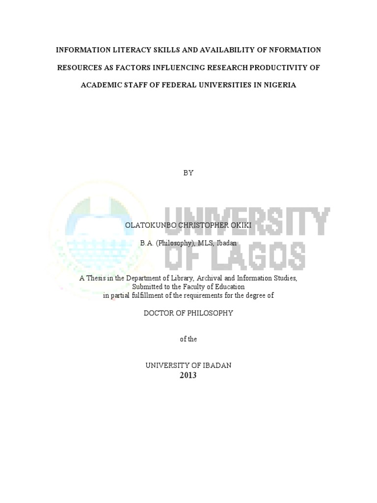 DR Okiki Thesis | PDF | Libraries | Information Literacy
