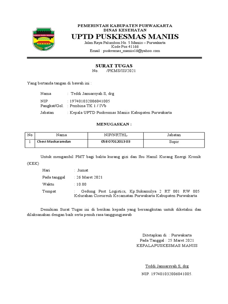 Surat Tugas PMT | PDF