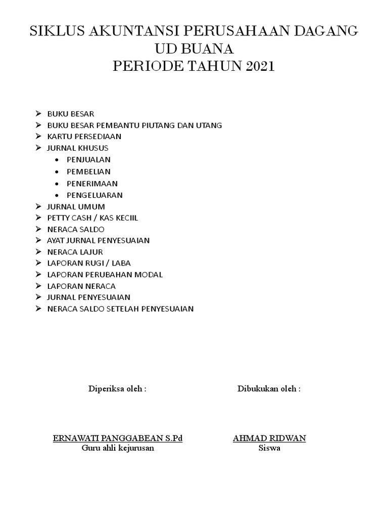 Siklus Akuntansi UD Buana 2021 | PDF | Pengelolaan Keuangan & Uang | Bisnis