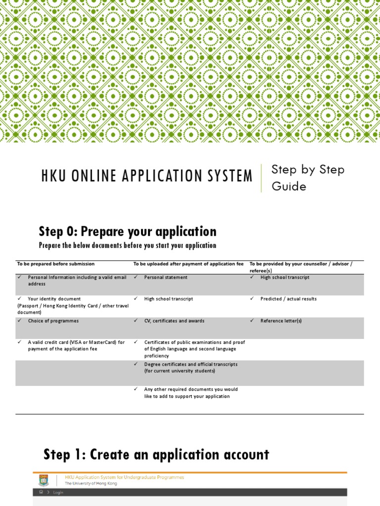 HKU Online Application System - Step by Step Guide 2022 | PDF | Academic Degree | Password