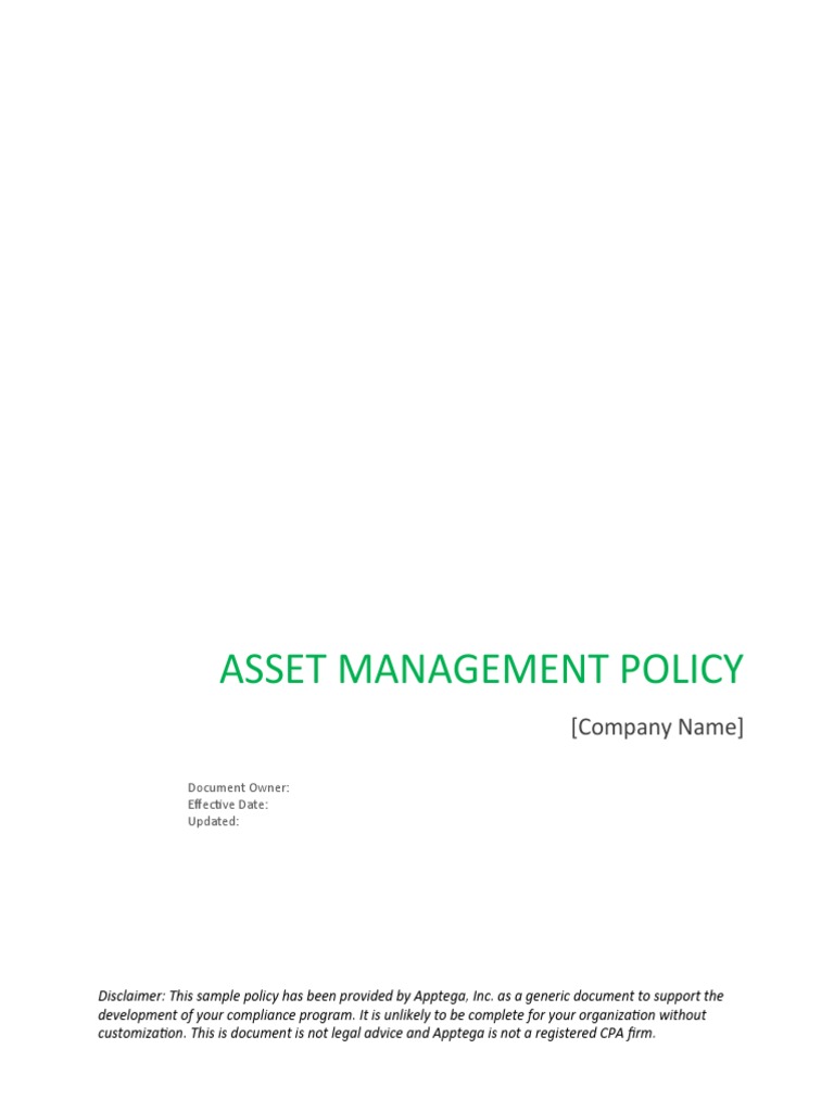 Asset Management Policy Template 1 | PDF | Computer Network | Computer ...