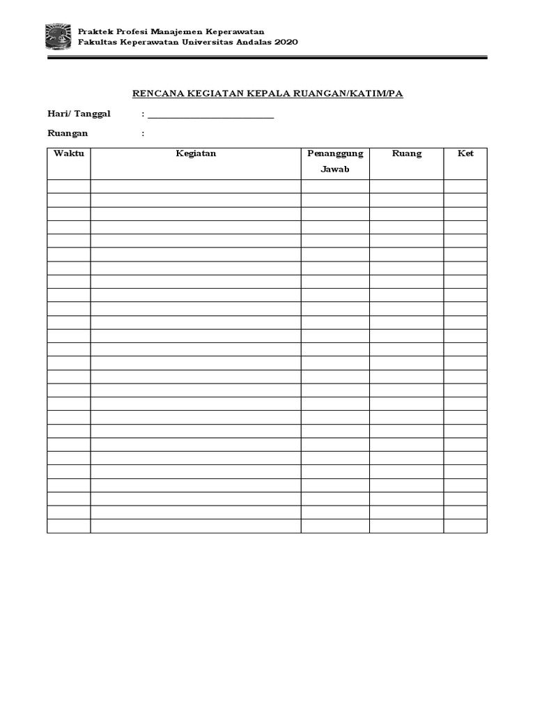 Rencana Kegiatan Karu Katim PP | PDF