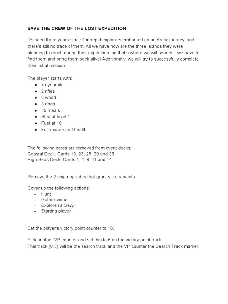 TI&S Solo Scenario - The Lost Expedition | PDF | Playing Cards