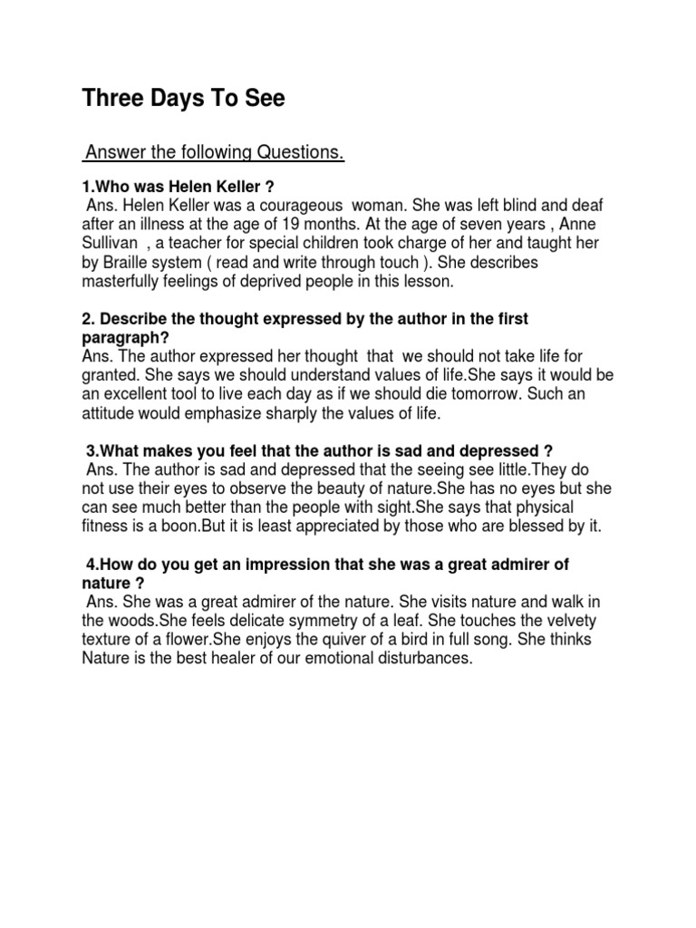 Three Days To See | PDF