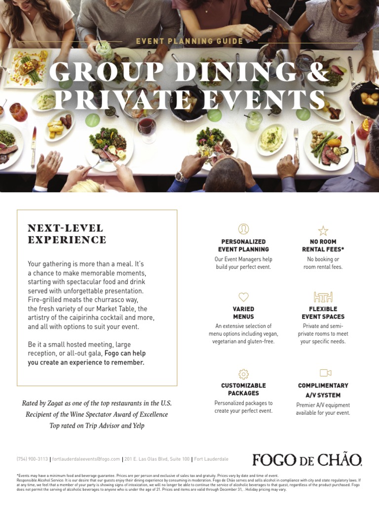 Group Dining Packages | PDF | Drink | Restaurants