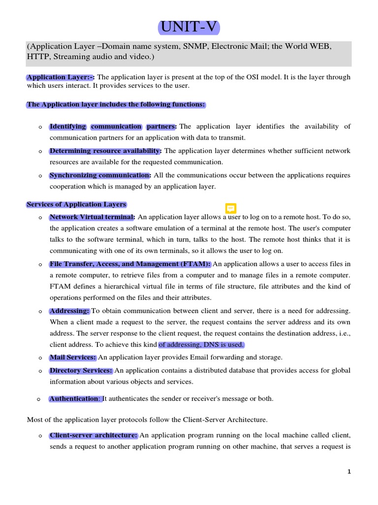 CN Unit V R18 | PDF | Domain Name System | File Transfer Protocol