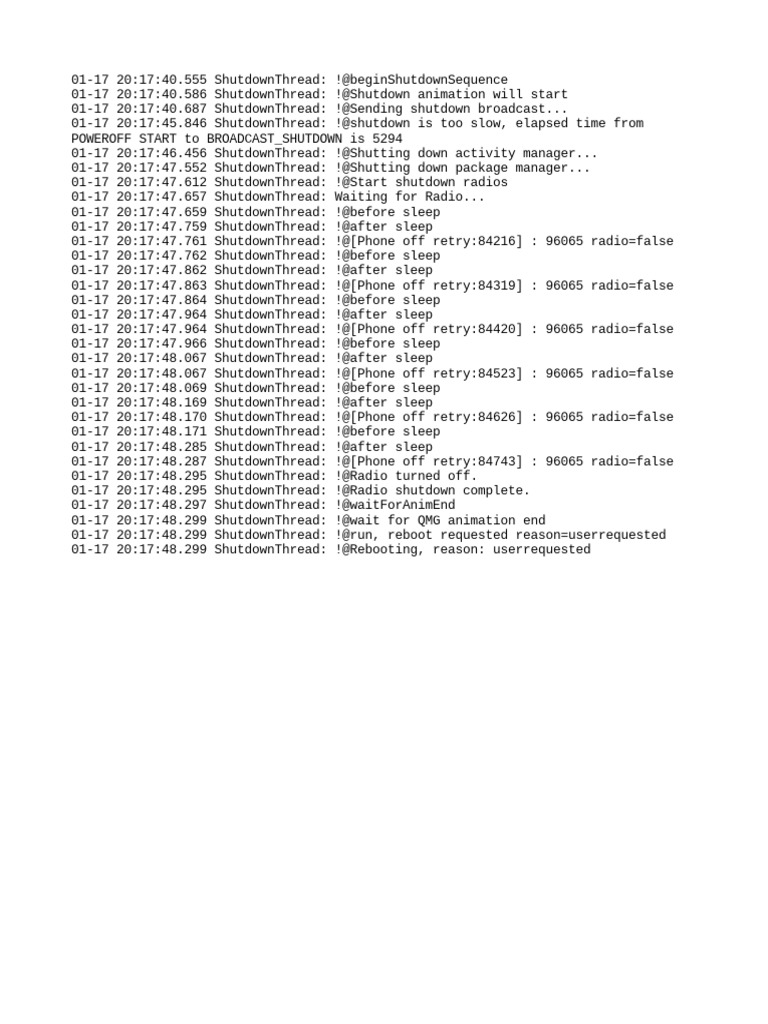 Device Shutdown and Reboot Log | PDF | Home & Garden | Technology ...