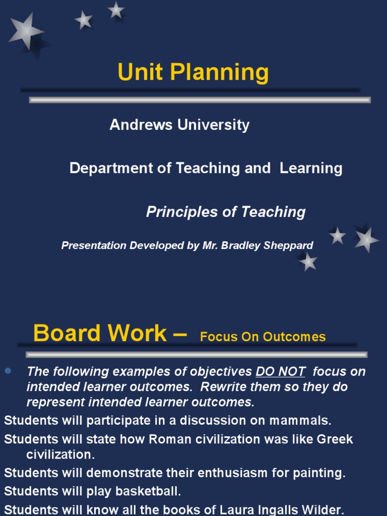 Unit Planning | PDF | Teachers | Learning