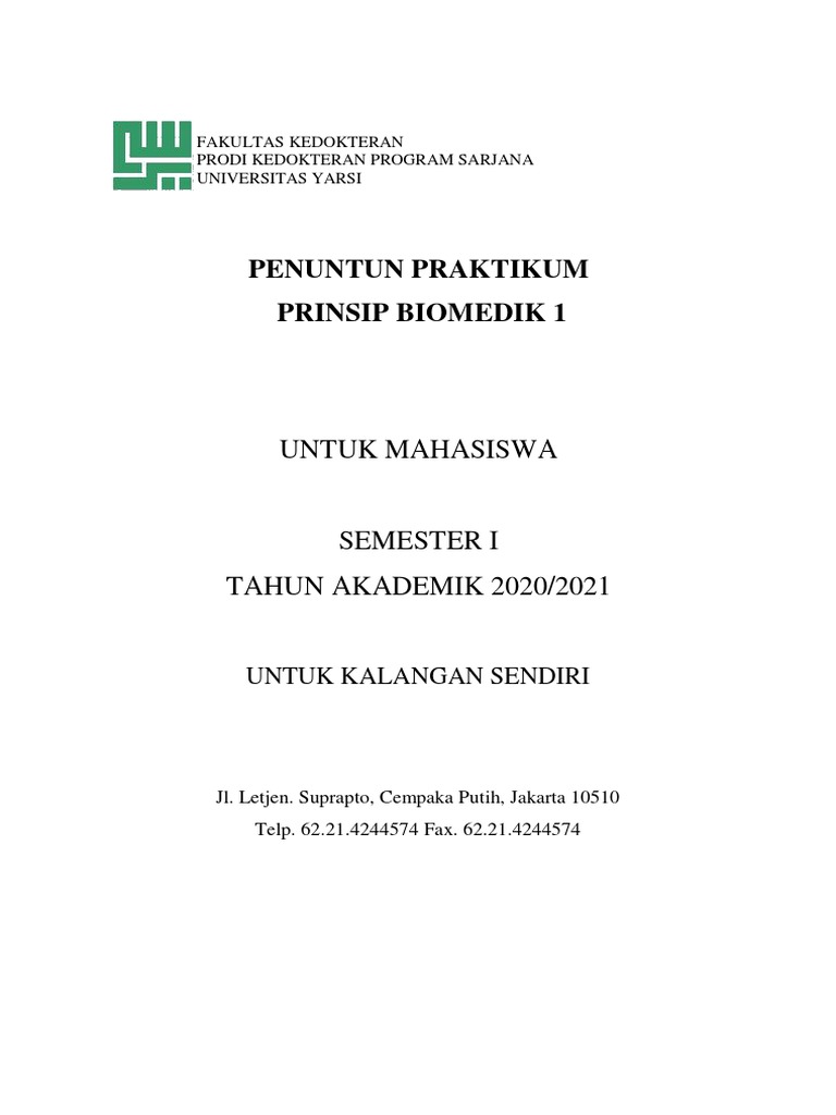 Buku Panduan Praktikum PBM1 TA 20.21-Biologi 1 | PDF