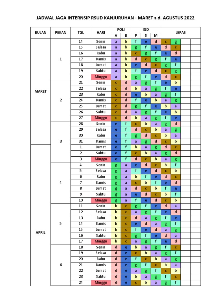 Jadwal Jaga Bismillah Fix | PDF